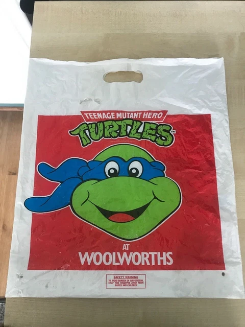 VINTAGE 1990 TEENAGE Mutant Hero Turtles at Woolworths Carrier Bag £13. ...
