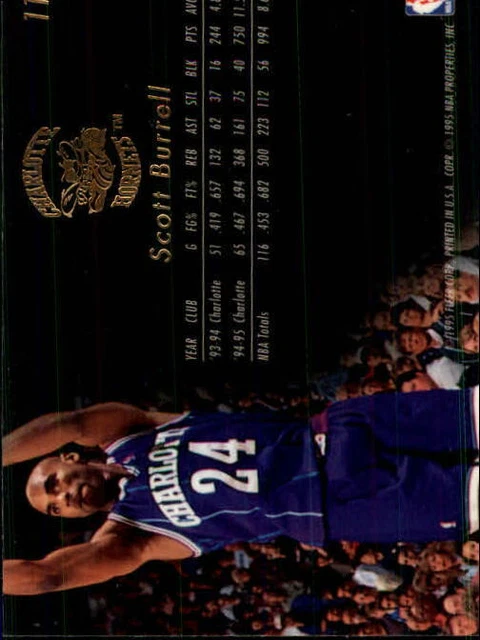 1995-96 CARTE DE basketball Flair Charlotte Hornets #11 Scott Burrell ...