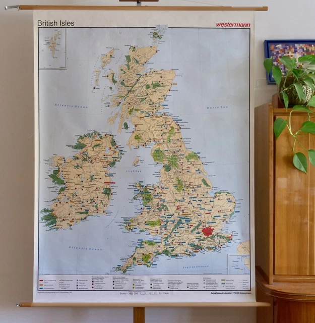 VINTAGE | SCHOOL Wall Map British Islands British Isles Wall Map | Wall ...