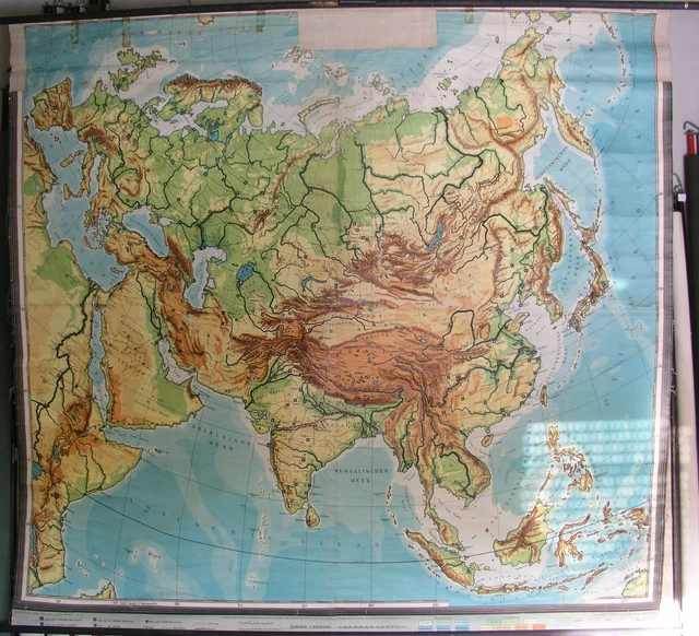 SCHULWANDKARTE WALL MAP School Map Asian Asia China 6M 1949 Role Map ...