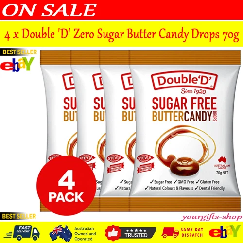 4 X DOUBLE 'D' Zero Sugar Butter Candy Drops 70g On-Sale ⭐⭐⭐⭐⭐ #1 $10. ...