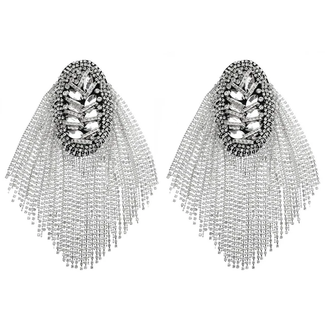 1 PAIR OF FENICAL Epaulets Rhinestone Shoulder Board Tassel Epaulettes ...