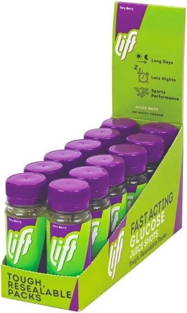 LIFT FAST-ACTING GLUCOSE Instant Energy Drink Juice Shots Diabetic 12 ...