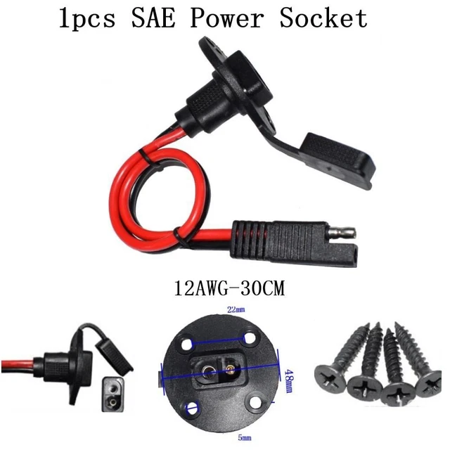 1* SAE POWER Socket Sidewall Port-Battery Connector Waterproof 12AWG ...