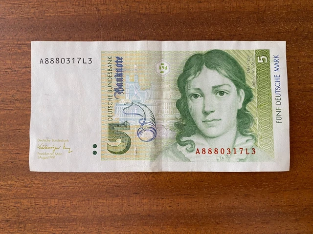 5 DM DEUTSCHE Mark DM Schein 1. August 1991 Geldschein Banknote ...
