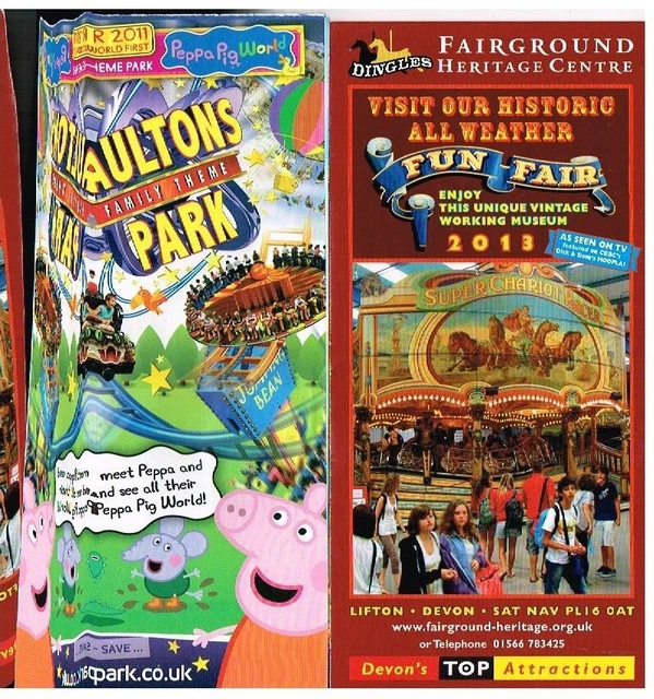5 FAIRGROUND THEME Park leaflets Walton Hollycombe Paultons Peppa Pig ...