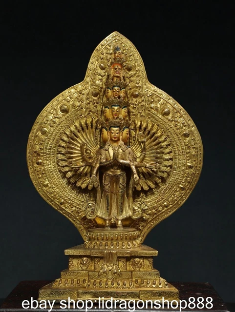 22 &VIEUX BRONZE tibétain plaqué or bouddhique mille bras Guanyin image EUR 499,00 - PicClick FR