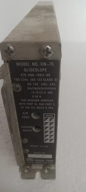 KING KN-75 GLIDESLOPE Receiver, P/N: 066-1063-00 $125.00 - PicClick CA