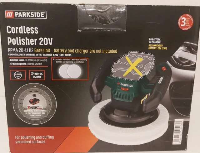 PARKSIDE CORDLESS POLISHER 20V PPMA 20 Li B2 Bare Unit Only Accessories ...