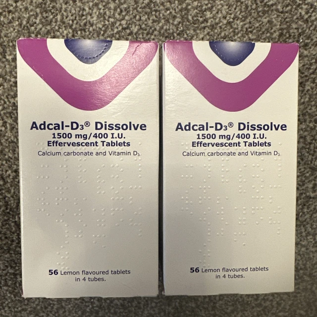 2 X ADCAL D3 DISSOLVE 1500mg/400 iu LEMON EFFERVESCENT TABLETS - x 112 ...