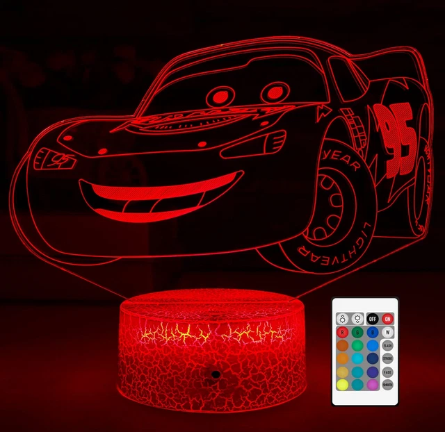 LIGHTNING MCQUEEN CARS PIXAR 3D Optical Illusion Lamp Night Light 7 ...