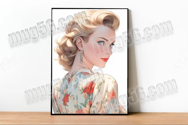 ART MURAL AFFICHE poster A3 pinup pin up retro vintage grace kelly 006 ...