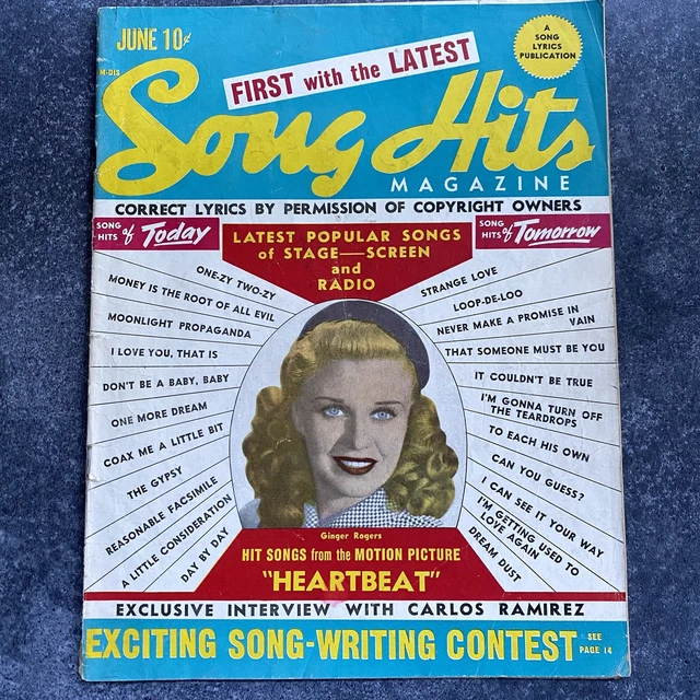JUNE 1946 SONG Hits Magazine Magazine Ginger Rogers Heartbeat $18.95 ...
