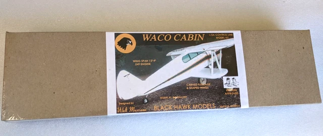 BLACK HAWK MODELS 'Waco Cabin' 1/2A Control Line Model Biplane Kit ...