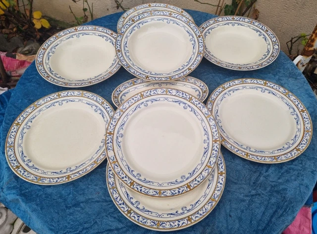 JOLIE SERVICE À vaisselle ancien en faïence de Creil et Montereau ...