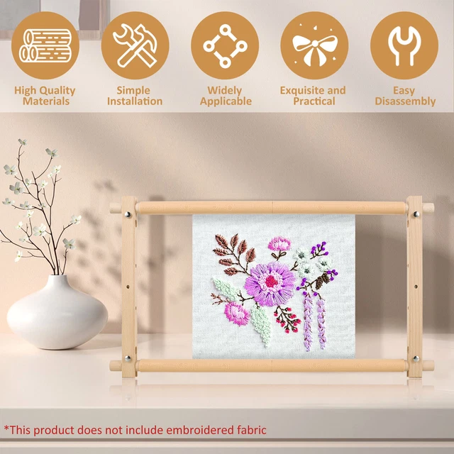 EMBROIDERY FRAME NEEDLEPOINT Tapestry Scroll Frame Wood Cross Stitch ...