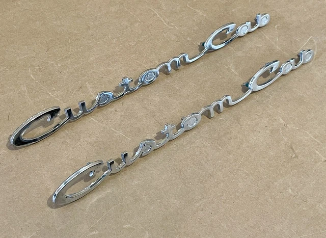 1961-1966 FORD TRUCK Custom Cab Chrome Door Emblems OEM Original Set ...