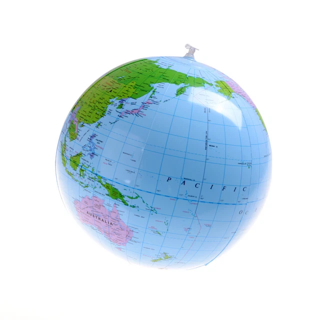 INFLATABLE BLOW UP World Globe 16" Earth Atlas Ball Map Geography Toy ...