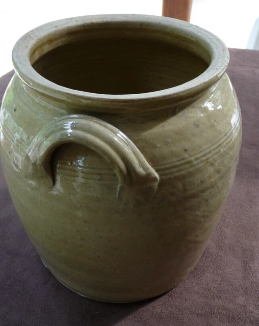 POT À GRAISSE ou confit grès vernissé, gris beige mastic 24 cm de haut ...