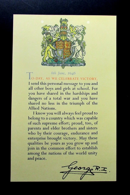 REPRO OF THE Original Letter Sent By King George V To All School ...