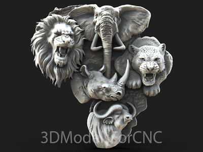 3D MODEL STL File for CNC Router Laser & 3D Printer Africa's Big Five £2.56 - PicClick UK