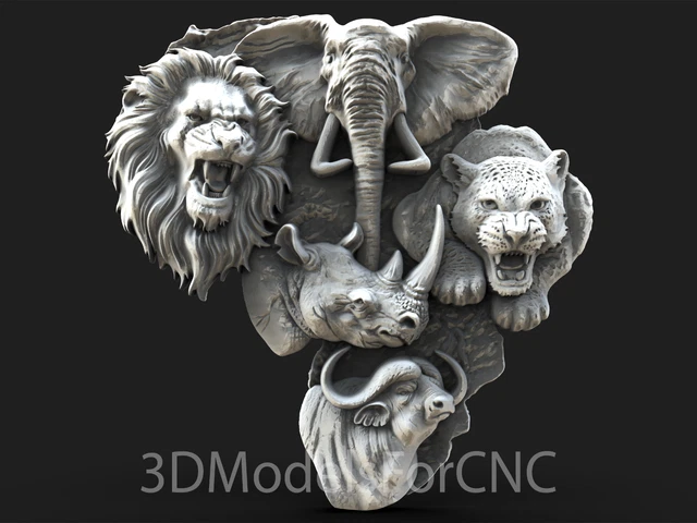 3D MODEL STL File for CNC Router Laser & 3D Printer Africa's Big Five £2.48 - PicClick UK