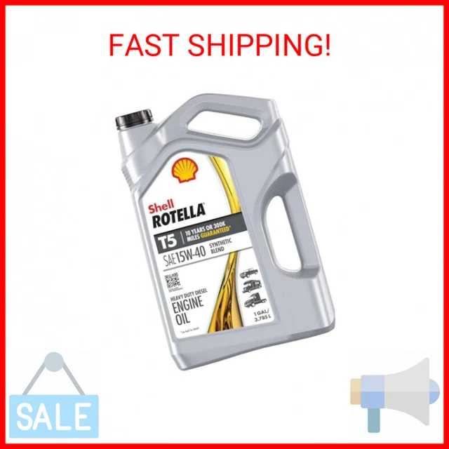 SHELL ROTELLA T5 Synthetic Blend 15W-40 Diesel Engine Oil, 1 Gallon $27 ...