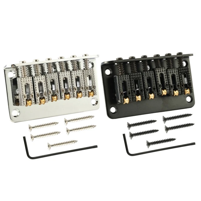 6 STRING FIXED Hardtail Roller Bridge Top Load Guitar Bridge Tailpiece ...