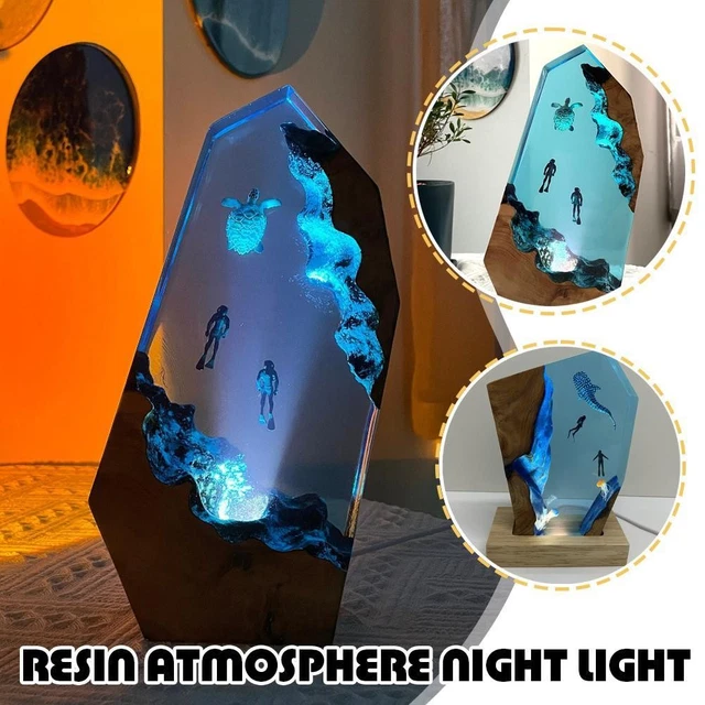 DIVER OCEAN NIGHT Light,Whale Shark /Turtle Lamp Handmade Night= Resin ...