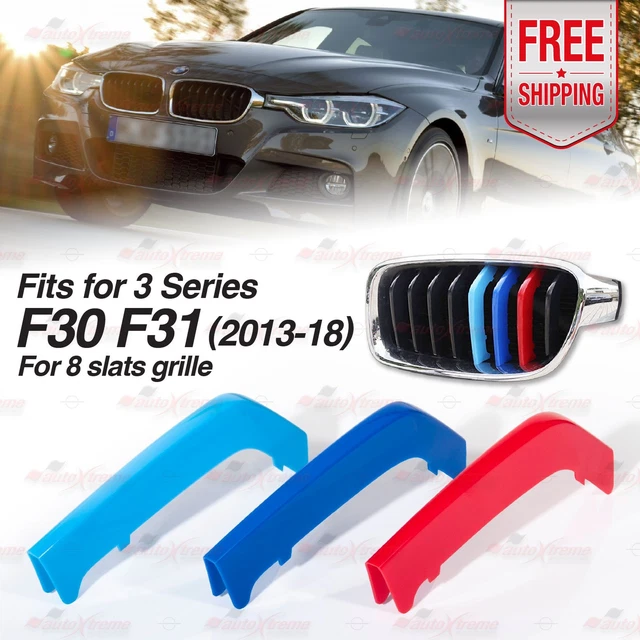 CLIPS D'INSERTION POUR calandre rénale tricolore 8 BARS pour BMW F30 ...