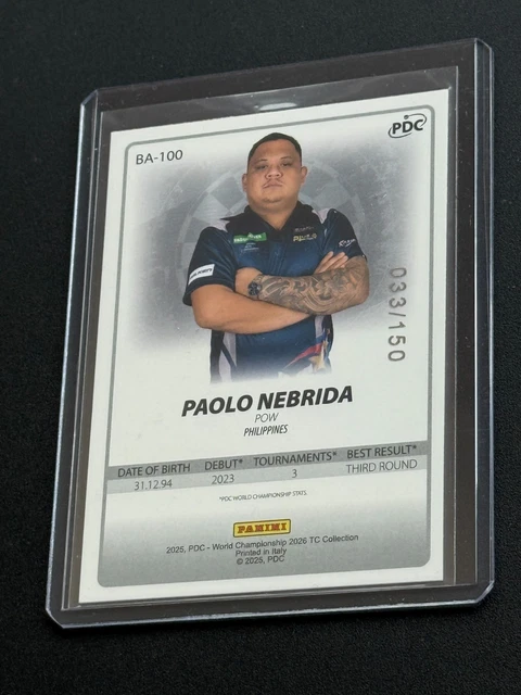 PANINI 2026 PDC Darts WM Paolo Nebrida /150 - Karte aus Sammlung ...