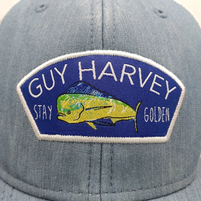 GUY HARVEY MENS Stay Golden Mahi Mahi Dolphin Blue Mesh Trucker Hat ...