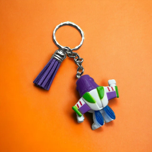 UPCYCLED DISNEY TOY Story Buzz Lightyear Figure Keyring Key Chain Bag ...