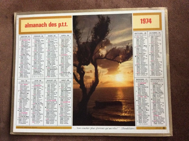 CALENDRIER POSTAL 1974 Almanach Des P.t.t De 1974 De La Marne Soleil La ...