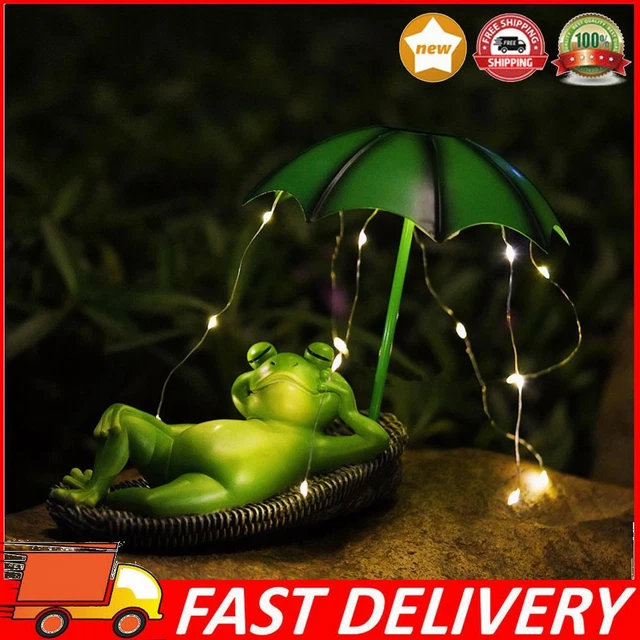 FROGS LED UMBRELLA Sculptures Lights Creative Solar Frog Umbrella Pond ...
