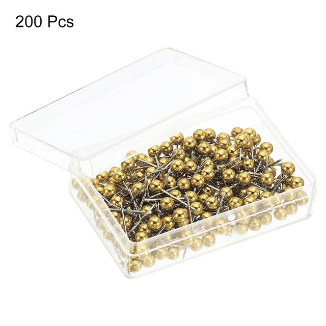 200PCS PUSH PINS, Round Head Map Tacks Steel Point for Office, Golden £ ...