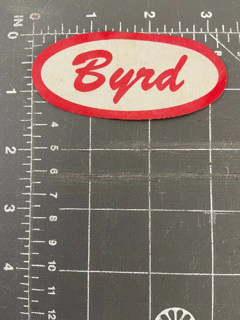 BYRD NAME TAG Patch Badge Script Cursive Letters Red White Uniform ...