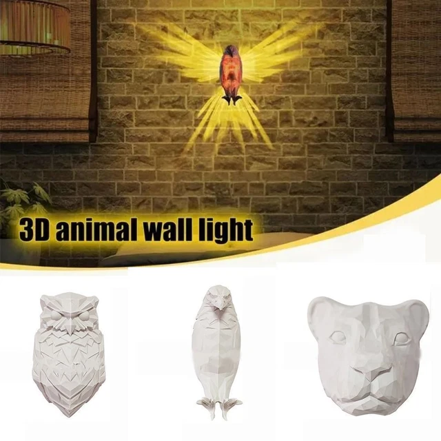 3D ANIMALS LED Wall Light Bald Eagle Wall Night Light for Home Bedroom ...