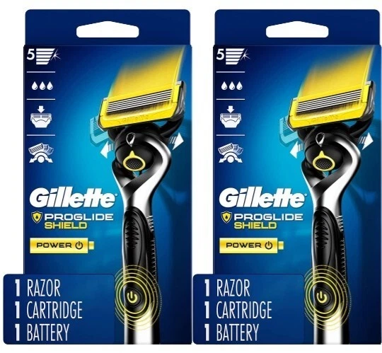 GILLETTE PROGLIDE SHIELD Power Men's Razor Handle + 1 Blade Refill ...