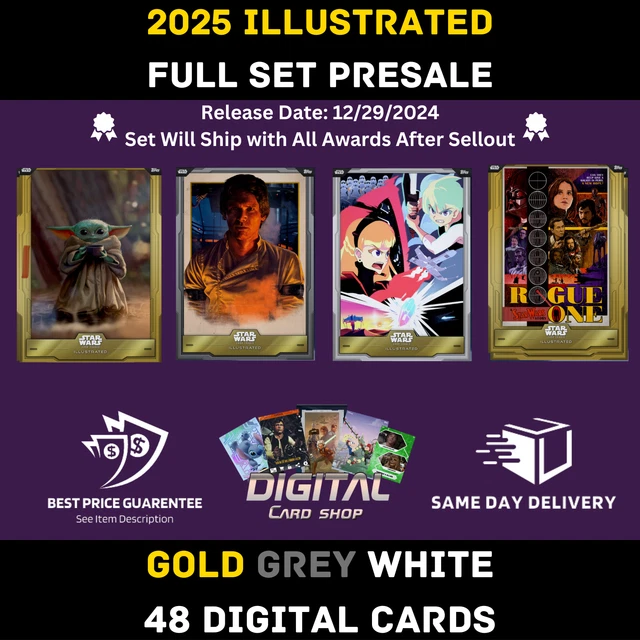 TOPPS STAR WARS Card Trader 2025 Illustrated GOLD GREY WHITE Full Set ...