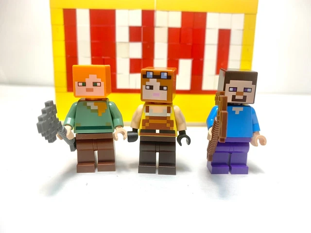 MINIFIGUES LEGO MINECRAFT authentiques Steve, Alex, forgeron ...