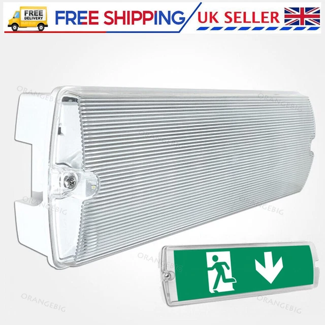 LED EMERGENCY LIGHT Bulkhead Exit Sign Ip65 Maintained Or Non ...