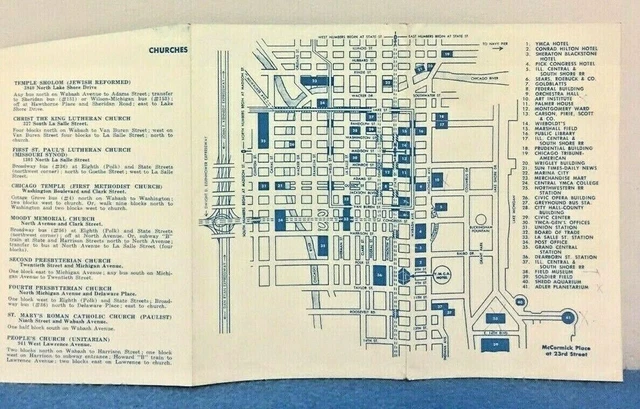 VINTAGE CHICAGO YMCA Hotel Handout Leaflet Map Local Travel Brochure ...