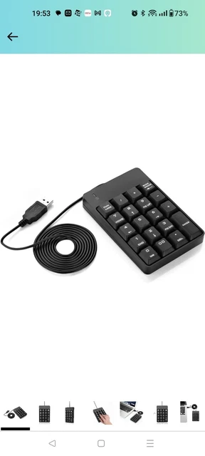 WIRED NUMERIC KEYPAD, 19-Key Corded USB Number Pad External Numpad ...