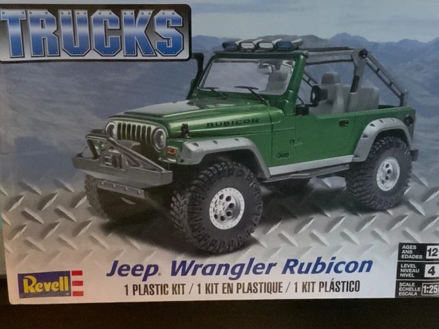 REVELL TRUCKS JEEP Wrangler Rubicon 1/25 Scale Model Kit, New Sealed ...