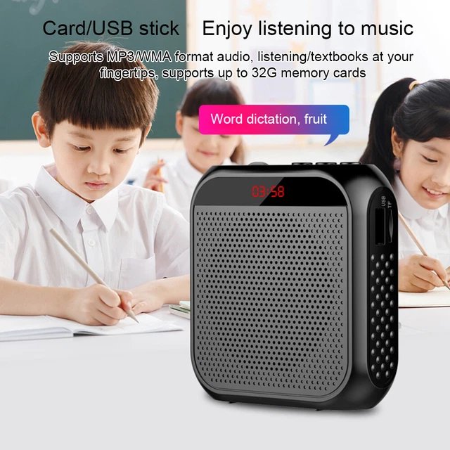 MINI PORTABLE LOUDSPEAKER With Wired Microphone Voice Amplifier Speech ...