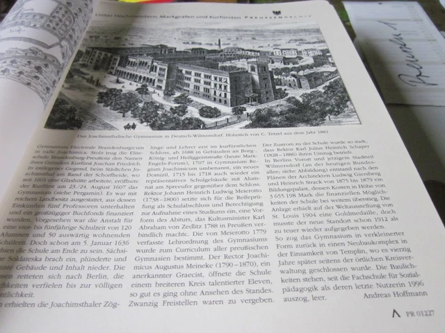PREUSSEN ARCHIV N1 1227 Joachimthalisches Gymnasium Duetsch Wilmersdorf ...