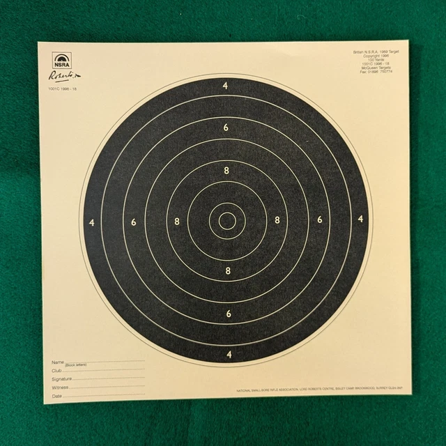 NSRA 100Y RIFLE Targets x 25 (1001C 1996-18) £8.64 - PicClick UK