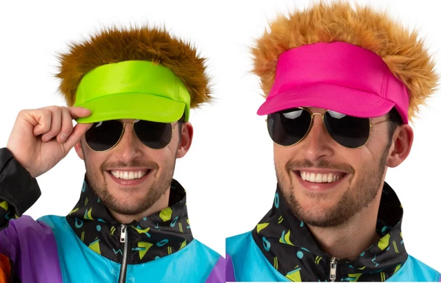 80S VISOR PUB Golf Golfing Neon Visor With Hair Adults 1980s Fancy ...