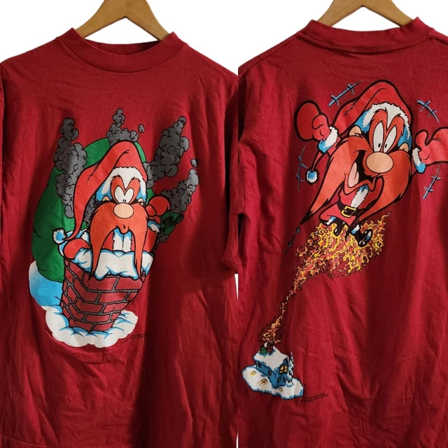 VINTAGE YOSEMITE SAM T-Shirt Size Large Looney Tunes 1994 90s Christmas ...